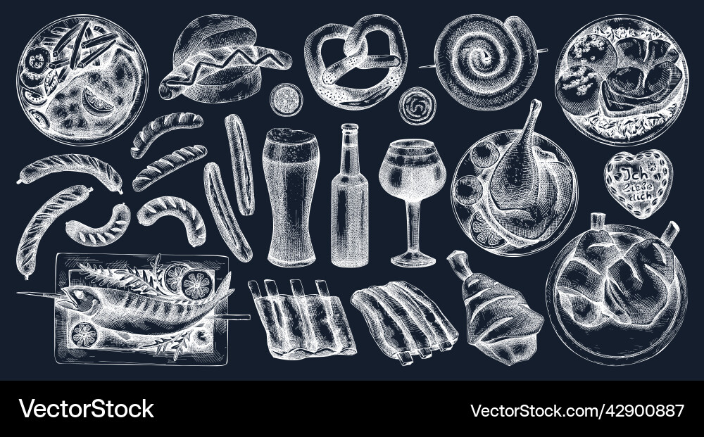 Traditional german food sketch collection Vector Image