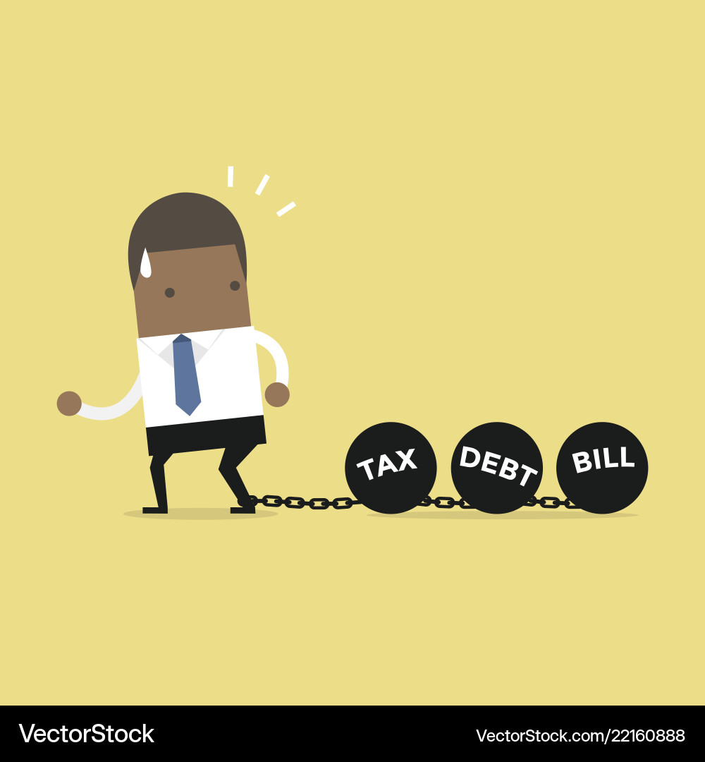 African businessman dragging chains and big ball Vector Image