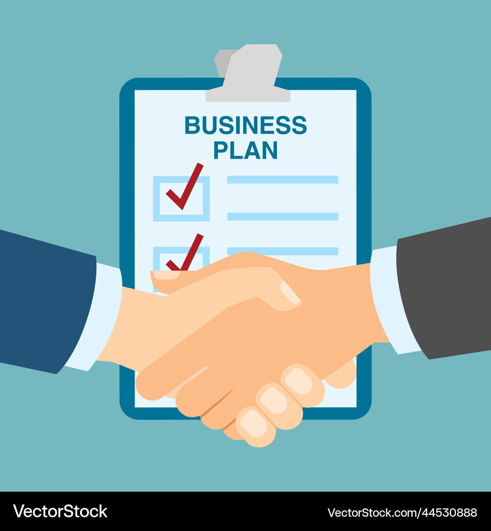 Business plan handshake Royalty Free Vector Image