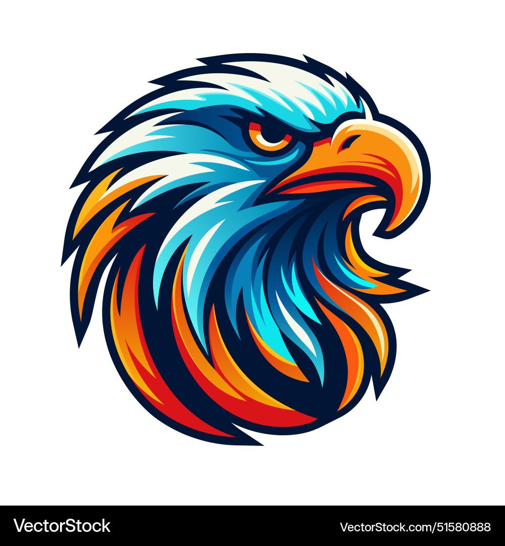 Colorful hawk head logo design template Royalty Free Vector