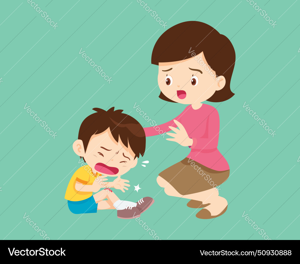 Comforting sad children with parent Royalty Free Vector