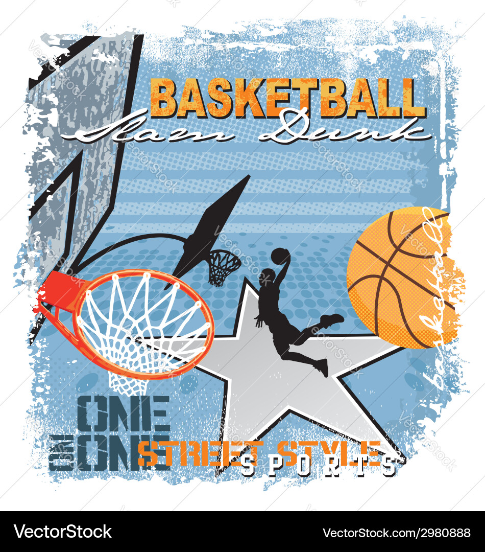 Dunk basket ball Royalty Free Vector Image - VectorStock