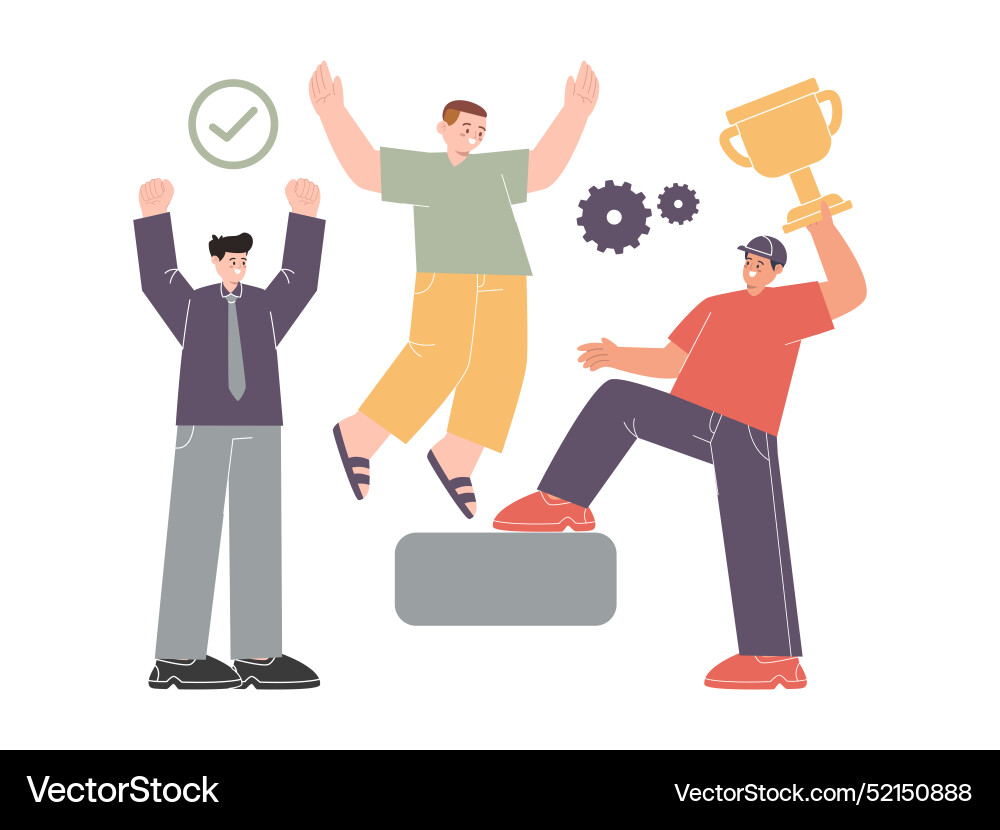 Friends group achievement winning trophy goals Vector Image
