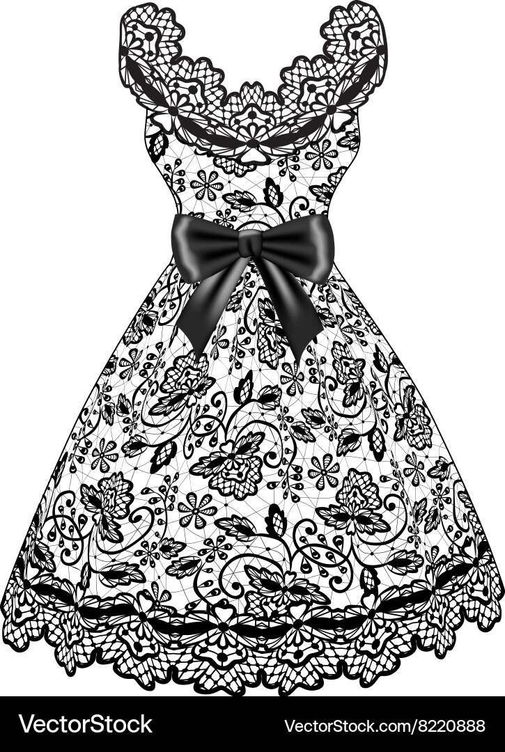 Lace black dress Royalty Free Vector Image - VectorStock