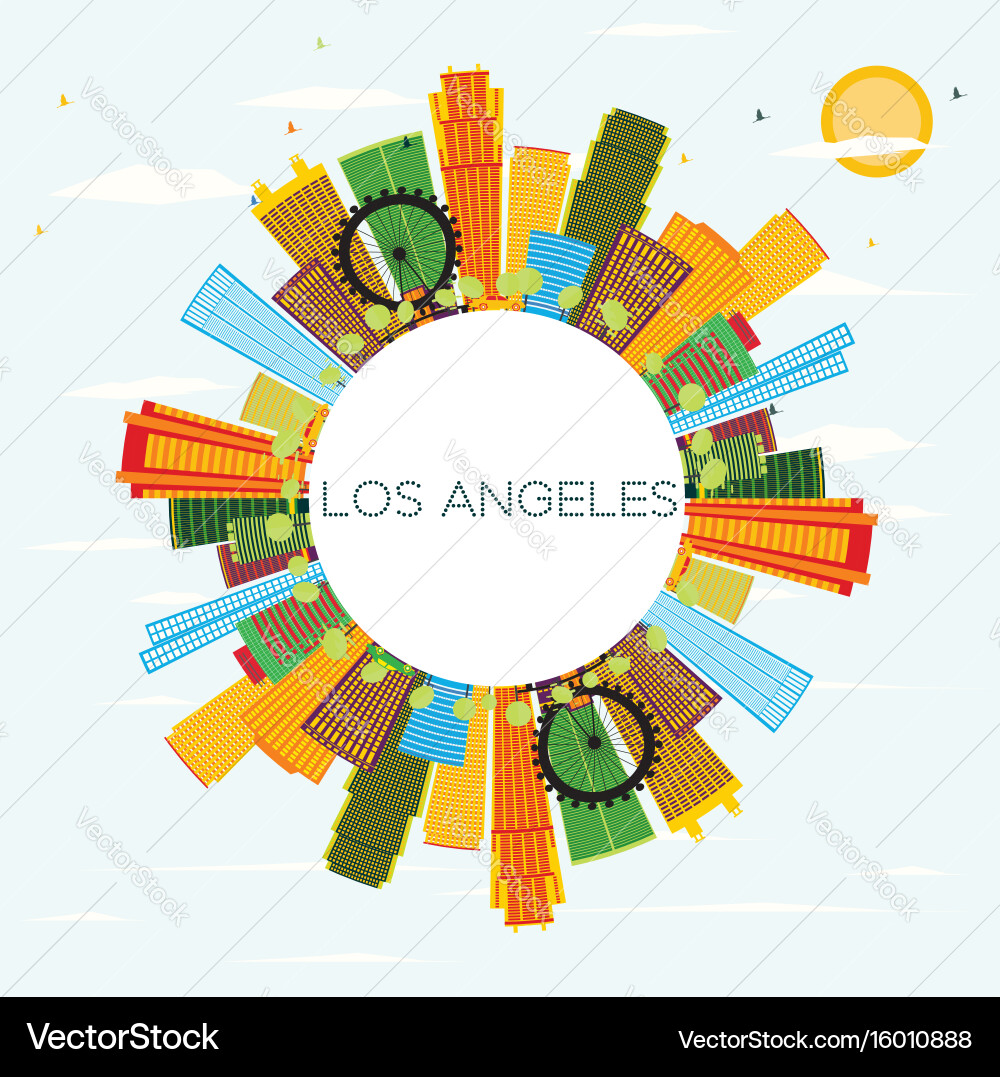 Los Angeles Cityscape - Skyline Royalty Free Vector Image