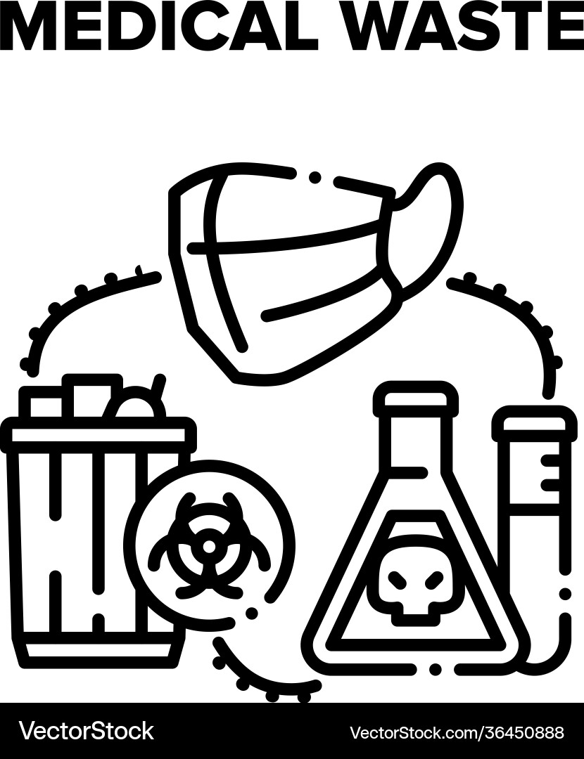 Medical waste black Royalty Free Vector Image - VectorStock