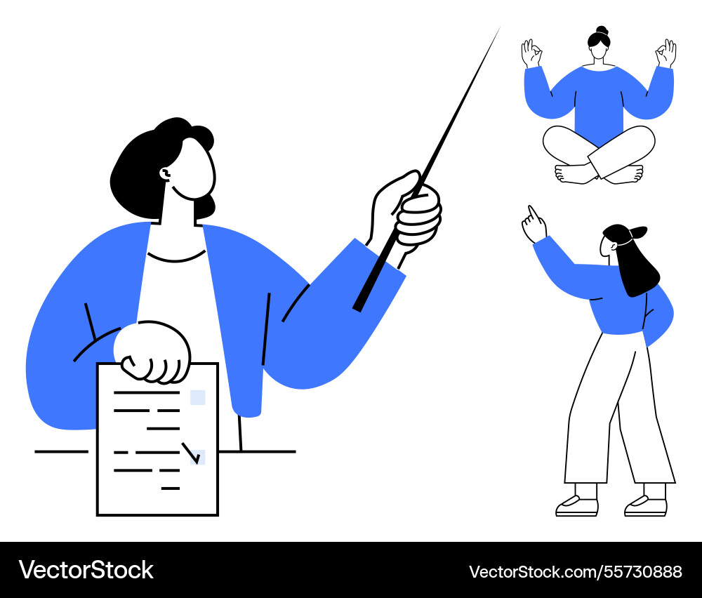 Person reviewing document while teaching Vector Image