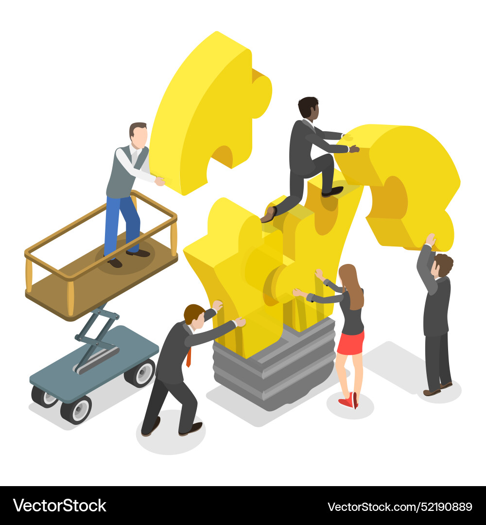 3d isometric flat of teamwork Royalty Free Vector Image