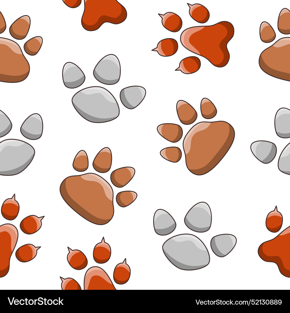 Animal paw print seamless pattern different Vector Image