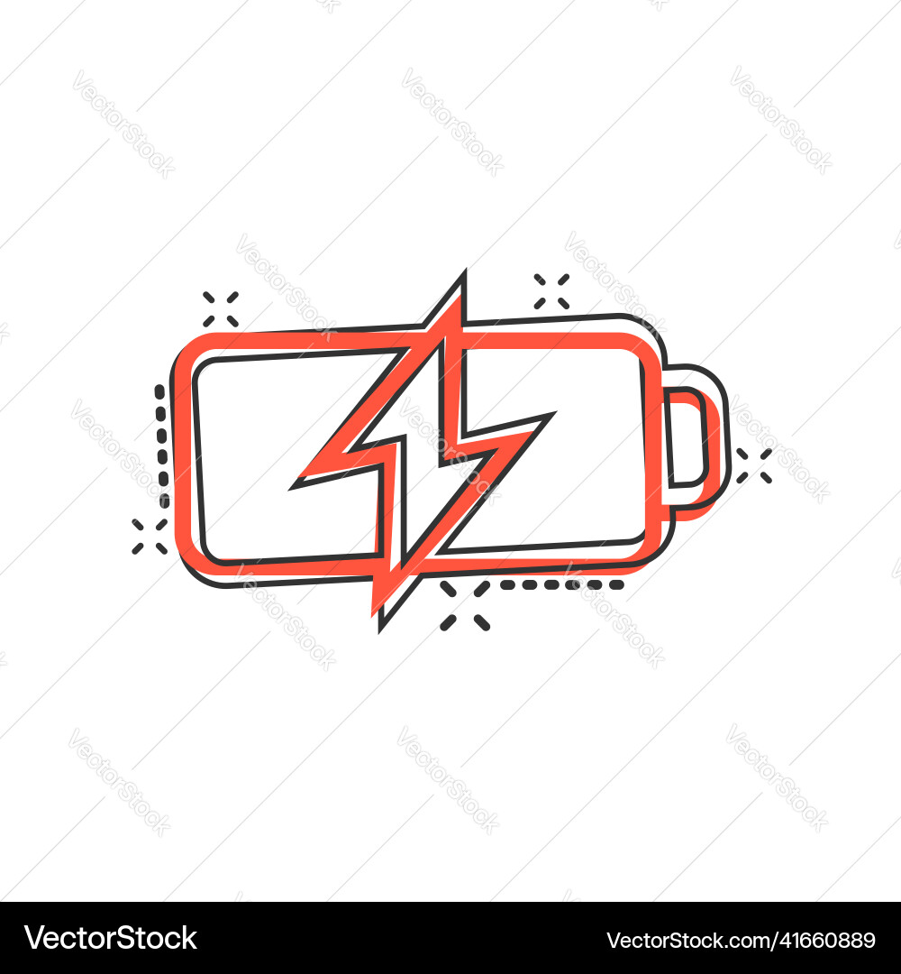 Battery icon in comic style accumulator cartoon Vector Image