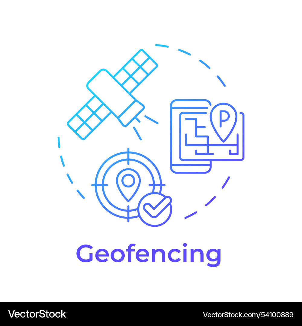 Geofencing blue gradient concept icon Royalty Free Vector