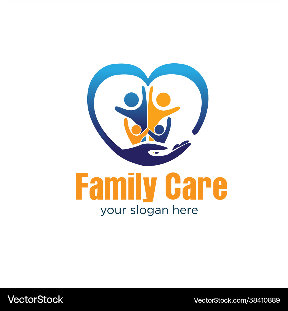 Hands care family logo designs modern Royalty Free Vector
