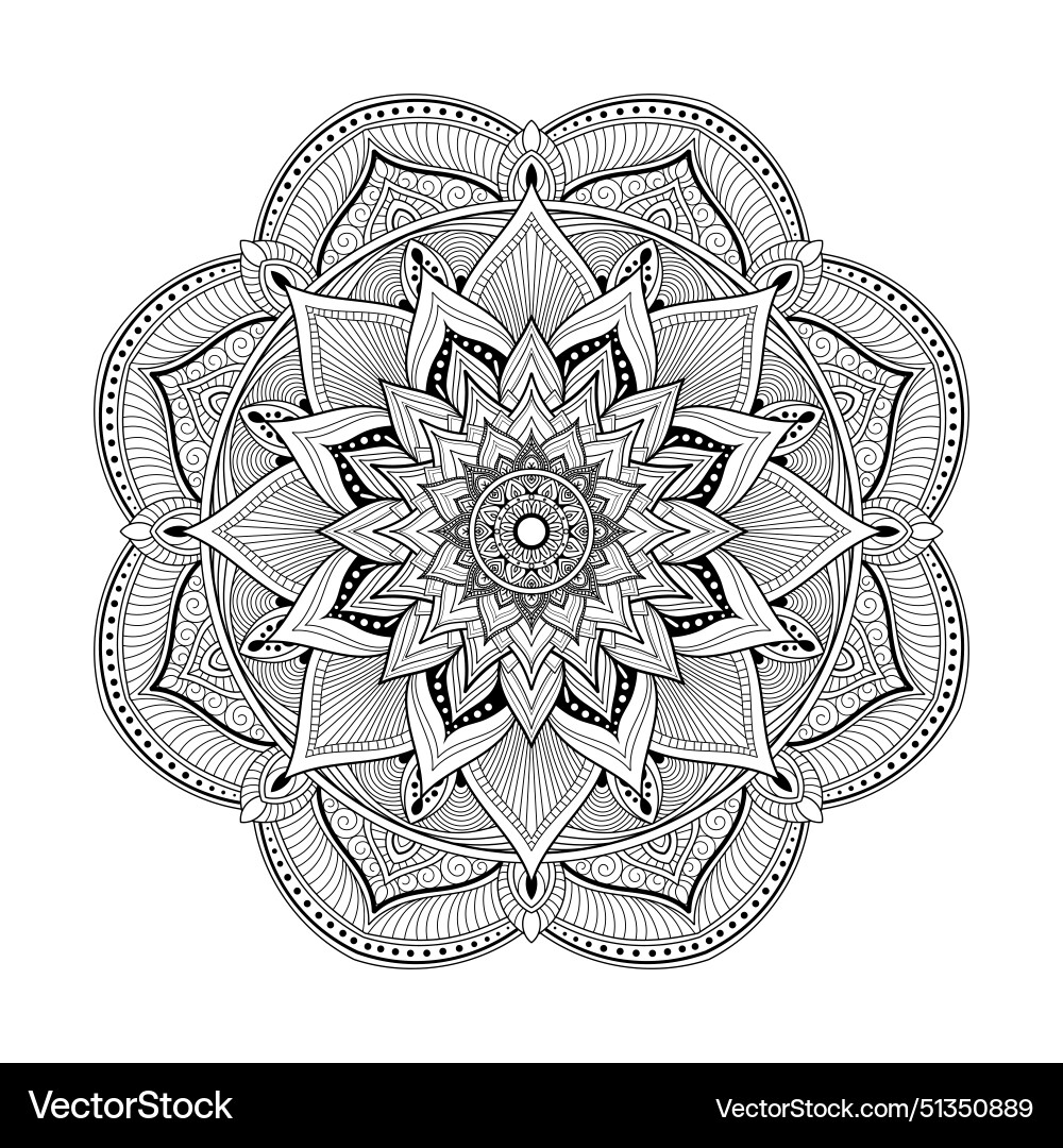 Mandala line pattern esoteric boho Royalty Free Vector Image