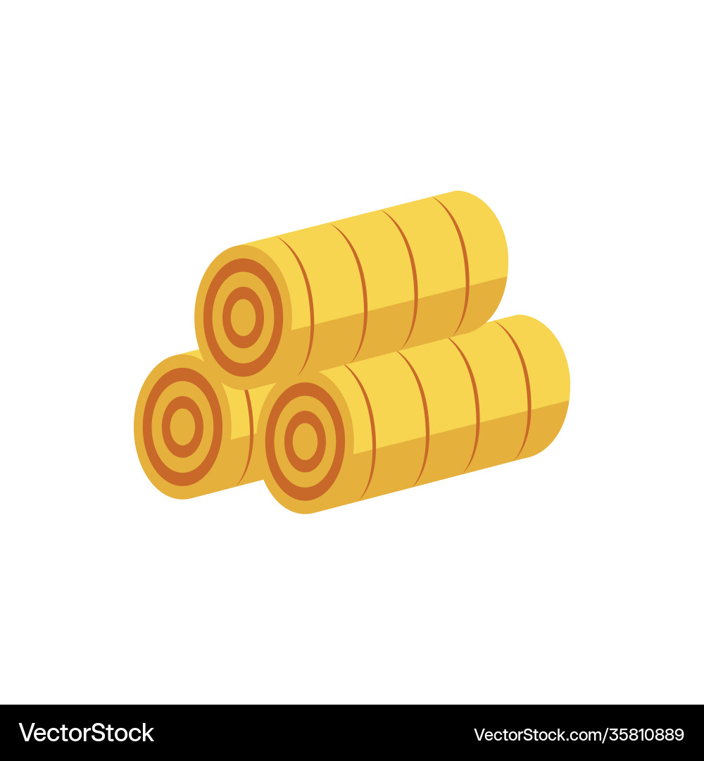 Rolls hay stacked round bales with yellow Vector Image