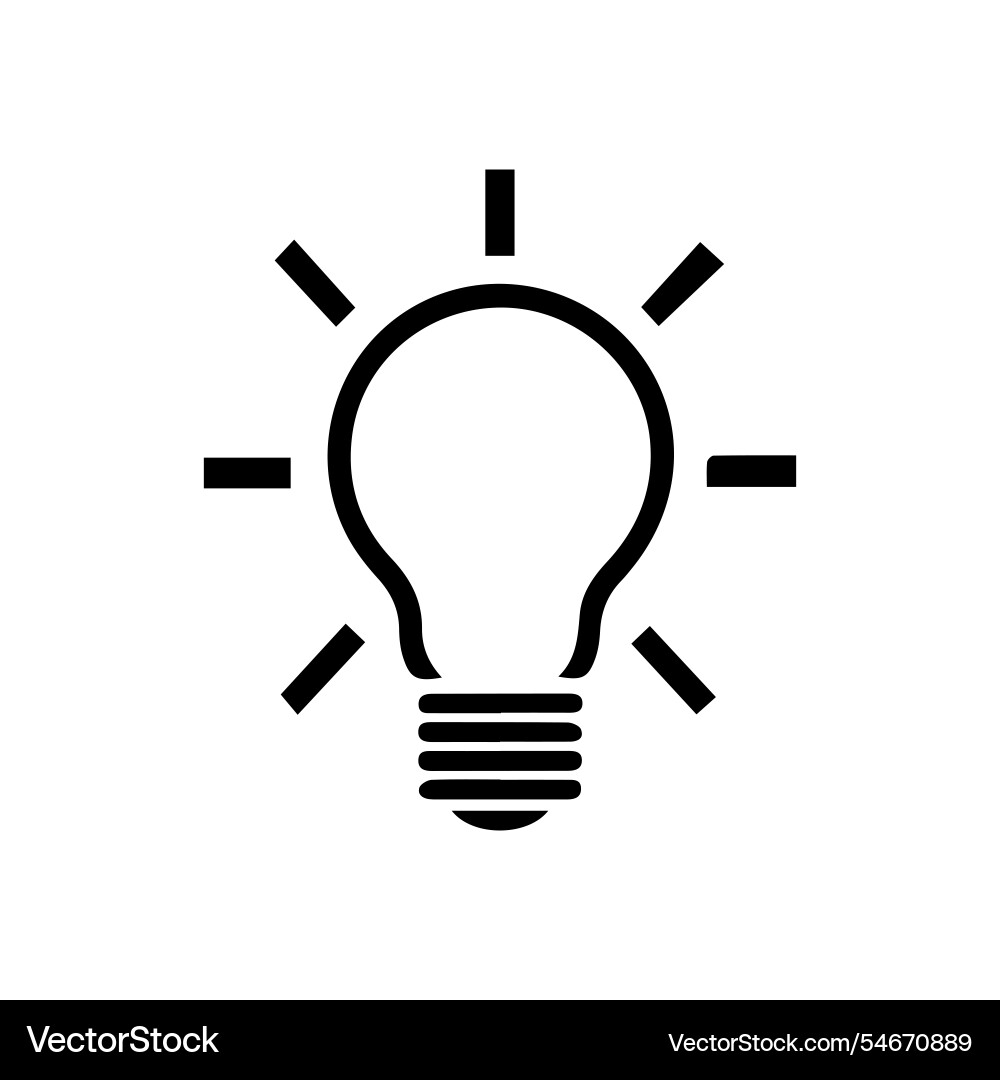 Simple black line drawing of an idea light bulb Vector Image
