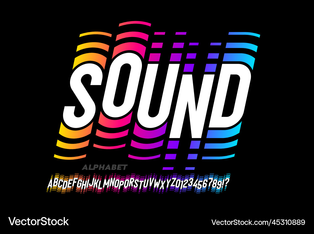 Sound Wave Rhythm Font - Music & Audio Vector Image
