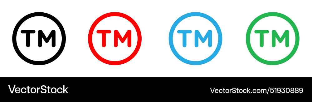 Tm trademark icon logo set Royalty Free Vector Image