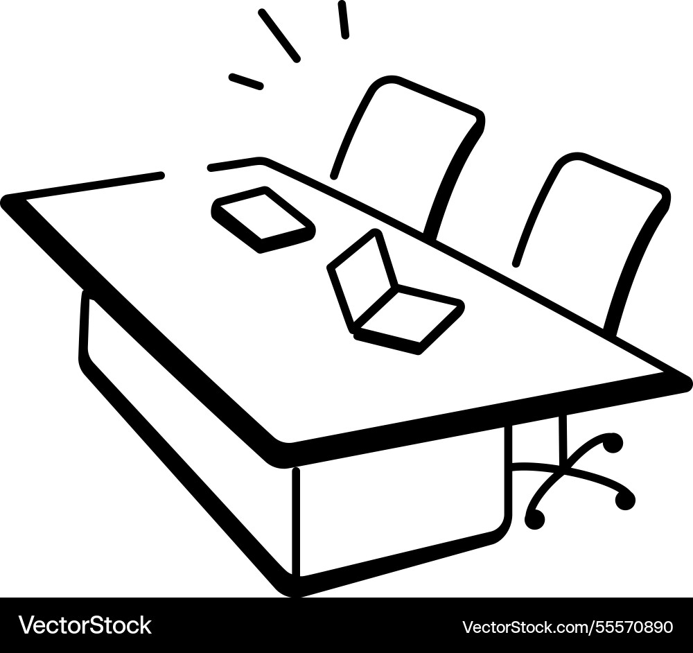 A hand drawn icon of conference table Royalty Free Vector
