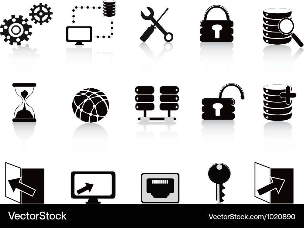 Black database and technology icon Royalty Free Vector Image