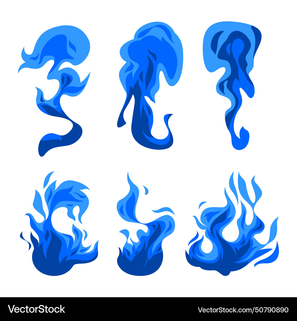 Blue color set shape fire effect hot explosion Vector Image