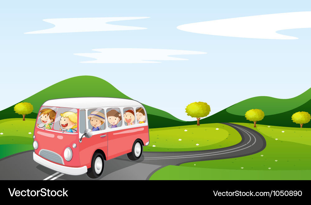 Bus and road Royalty Free Vector Image - VectorStock