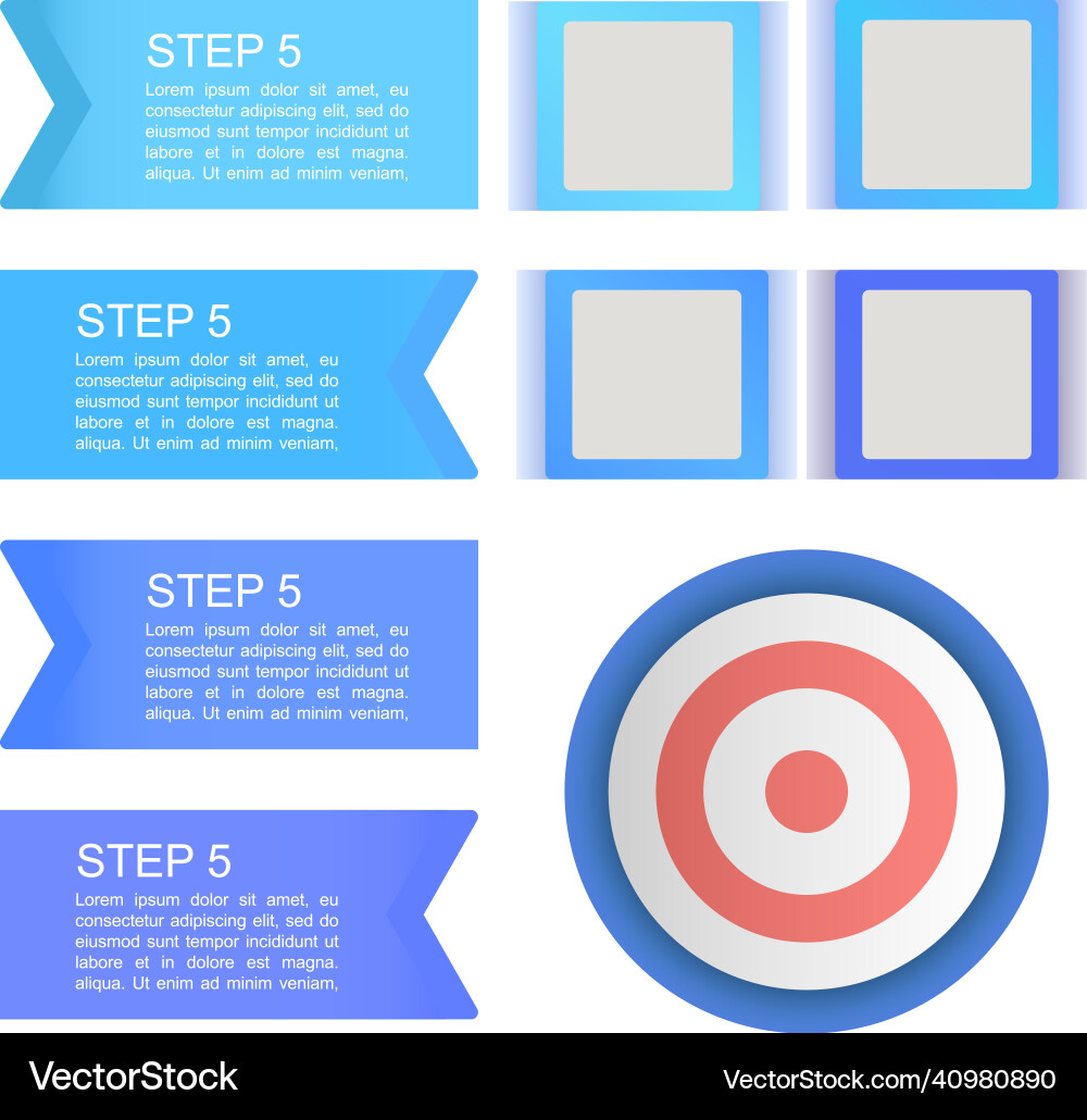 Circular target with blue flags infographic chart Vector Image