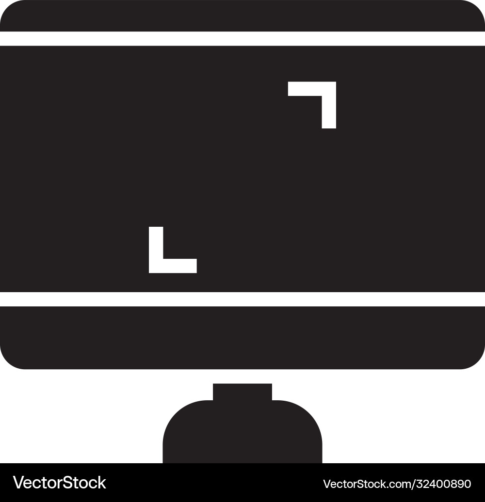 Computer with square corners on screen silhouette Vector Image