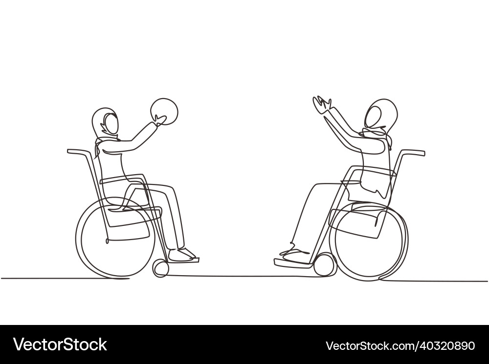 Continuous one line drawing joyful disabled young Vector Image