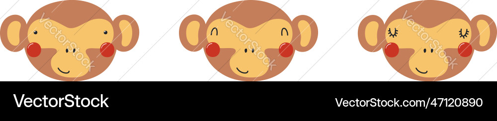 Cute funny monkey faces set Royalty Free Vector Image