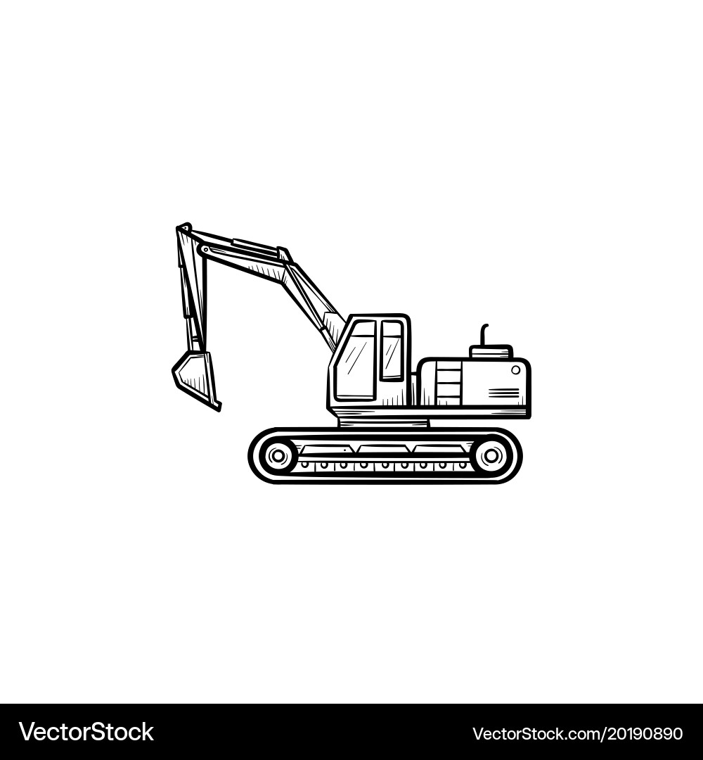 Excavator hand drawn sketch icon Royalty Free Vector Image