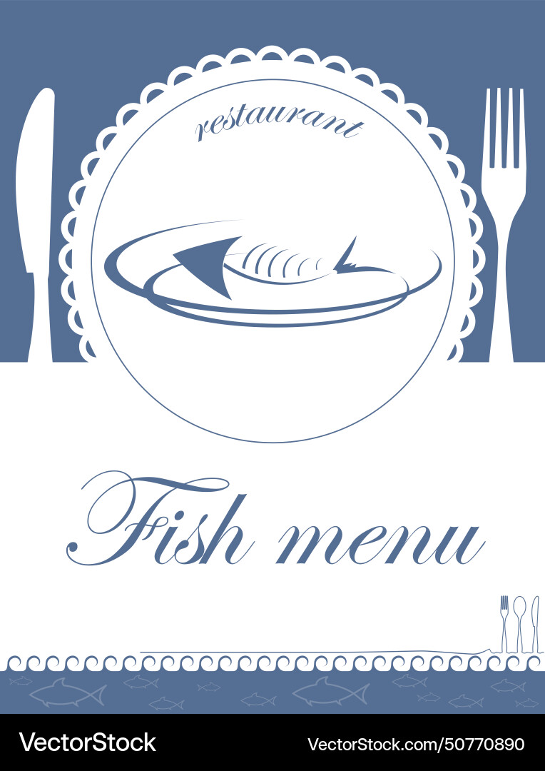 Fish menu for restaurant Royalty Free Vector Image