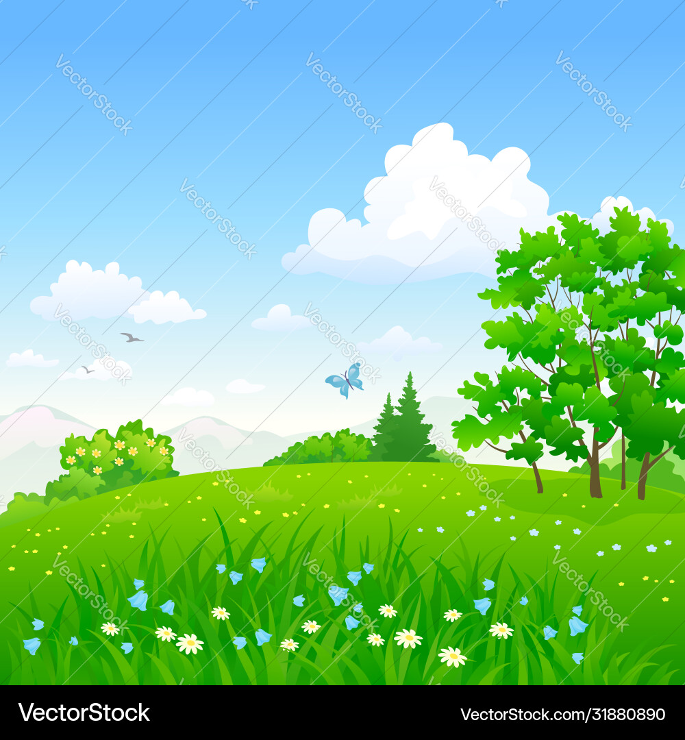 Green forest landscape Royalty Free Vector Image