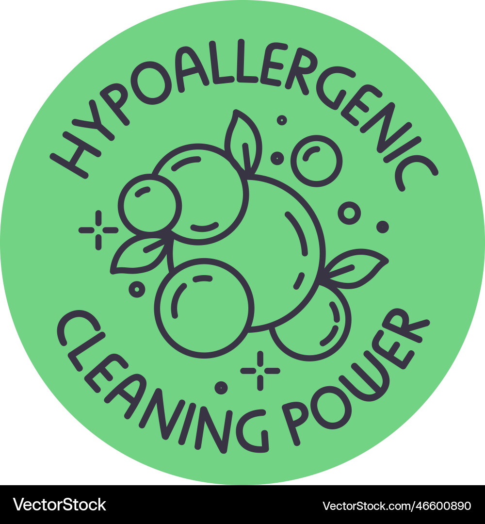 Hypoallergenic cleaning power detergent sticker Vector Image