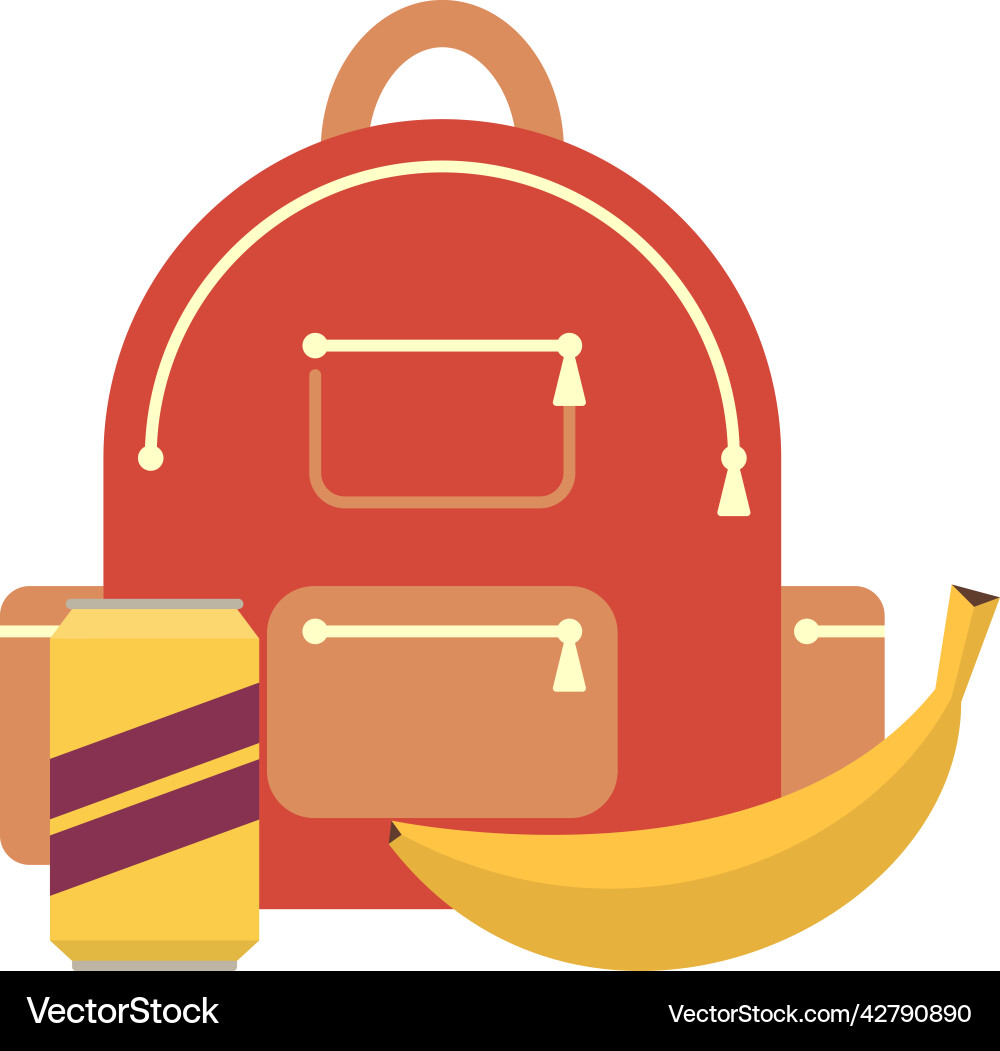 Kid backpack with banana and soda can school Vector Image