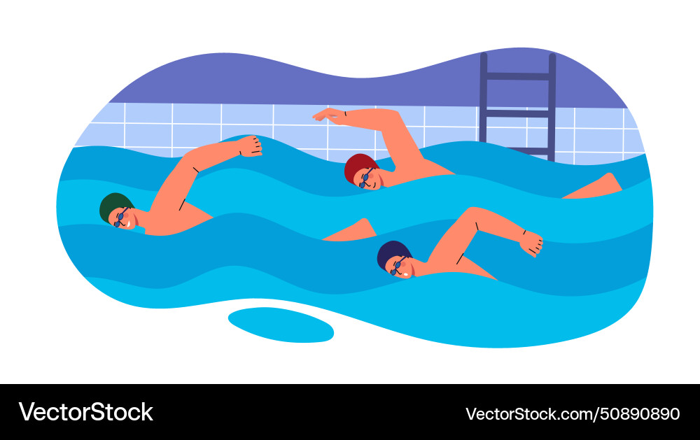 Men at swimming competition Royalty Free Vector Image