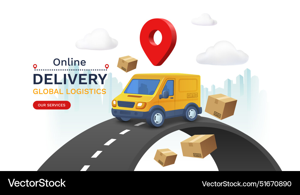 Online delivery global logistics on mobile Vector Image