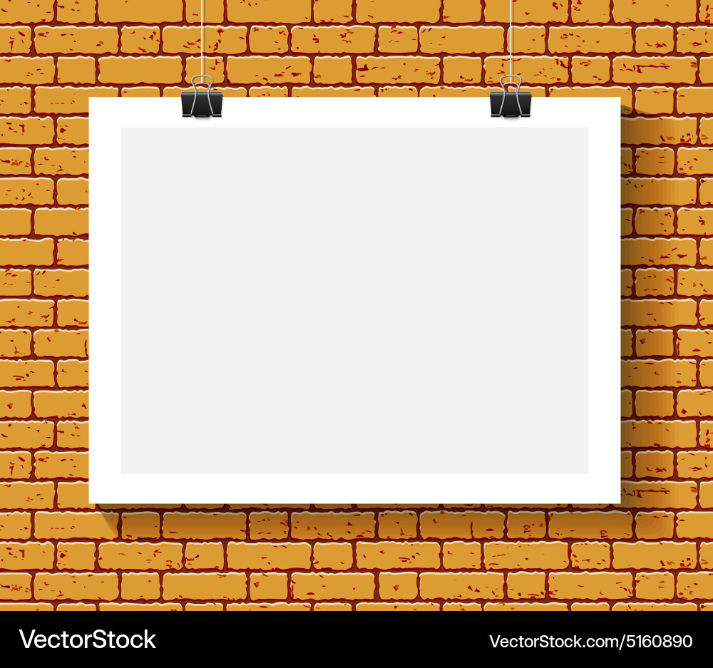 Poster mock up on the brick wall Royalty Free Vector Image