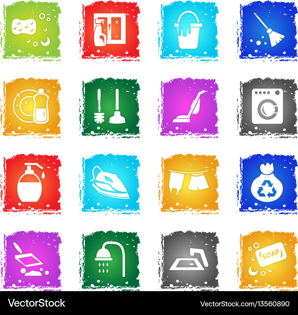 Reinigung Firmen-Icon-Set Lizenzfreies Vektorbild