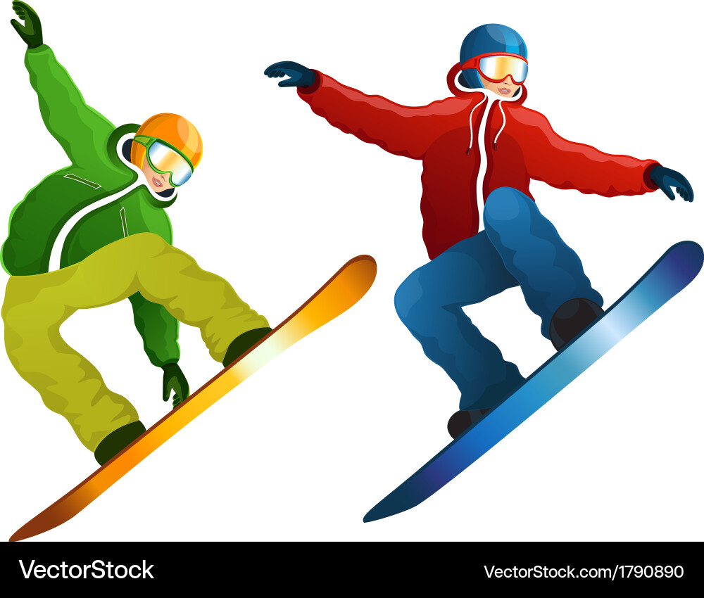 Snowboarders isolated Royalty Free Vector Image