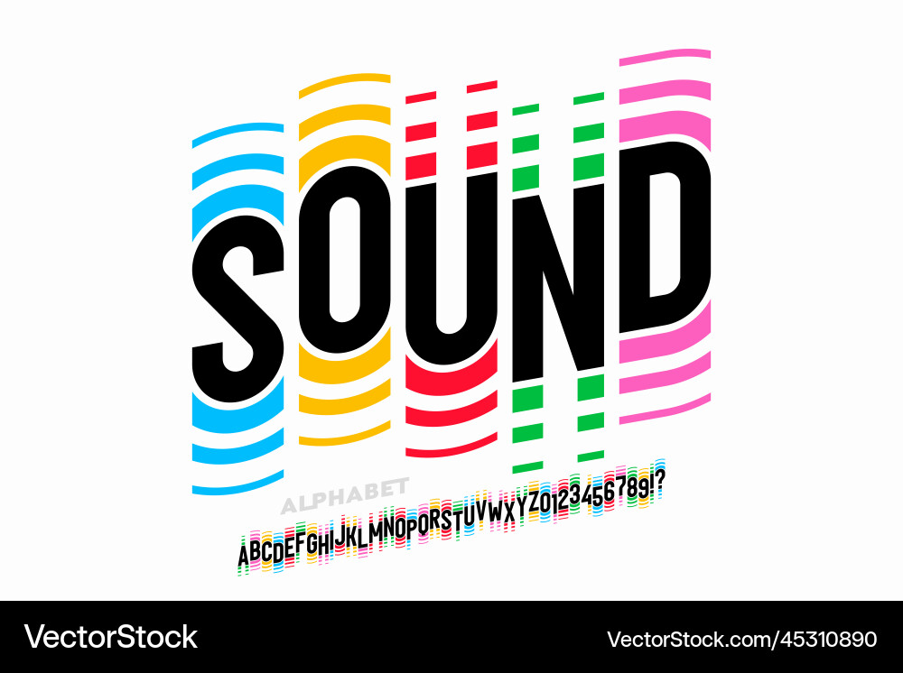 Sound wave rhythm font Royalty Free Vector Image