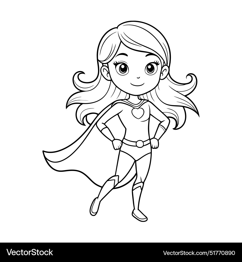 Superhero girl continuous Royalty Free Vector Image