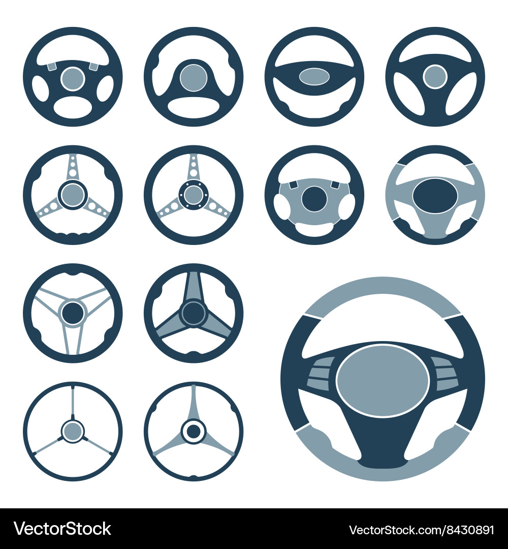 Car steering wheel icons set Royalty Free Vector Image