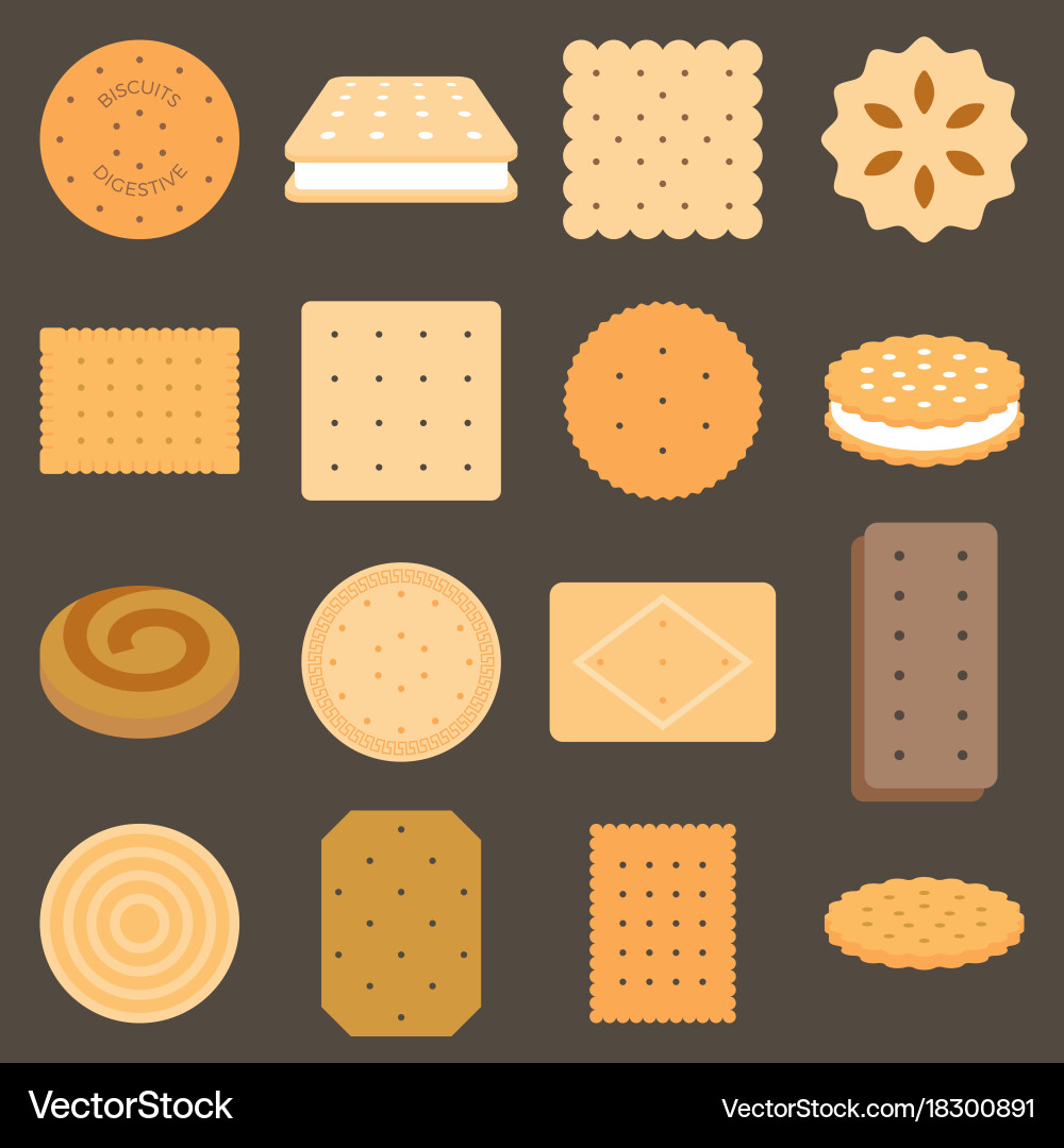 Collection of biscuit in flat design Royalty Free Vector