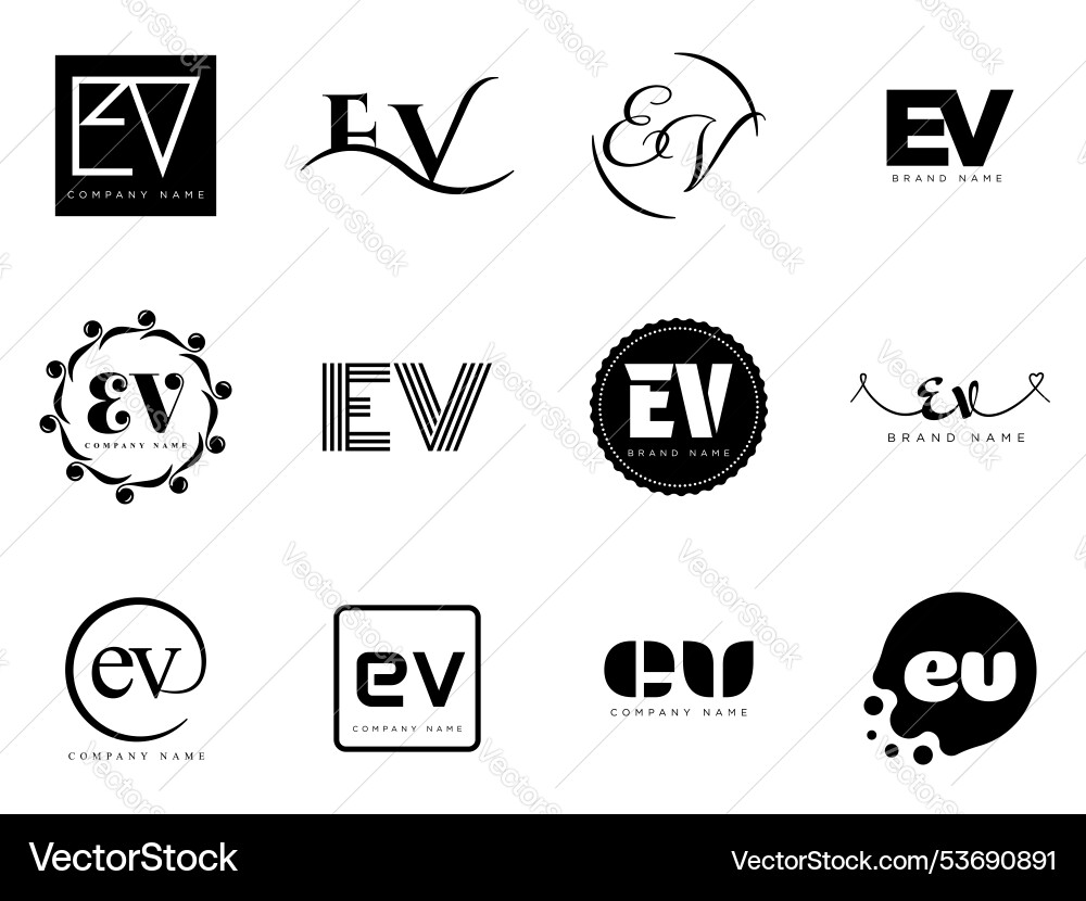 Ev logo company template letter e and v logotype Vector Image