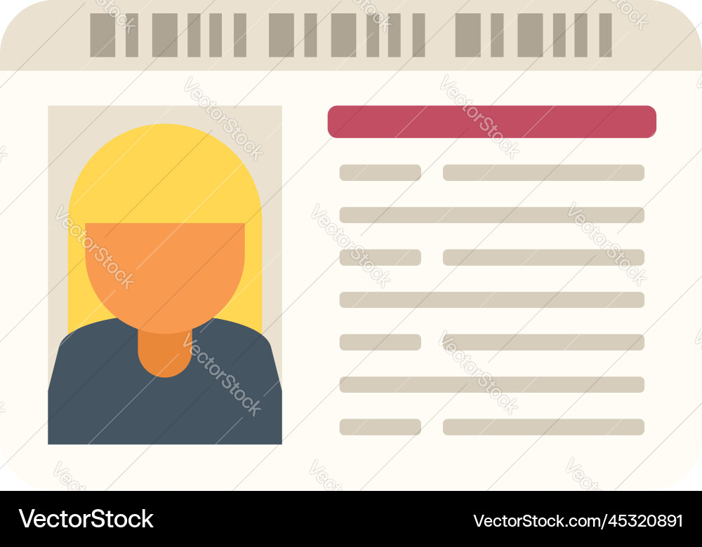 Id card staff icon flat business pass Royalty Free Vector