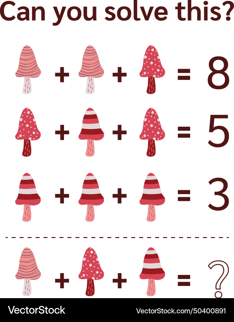Math riddle for kids and adults picture equations Vector Image