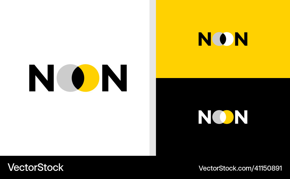 Noon logo sun negative space wordmark editable Vector Image