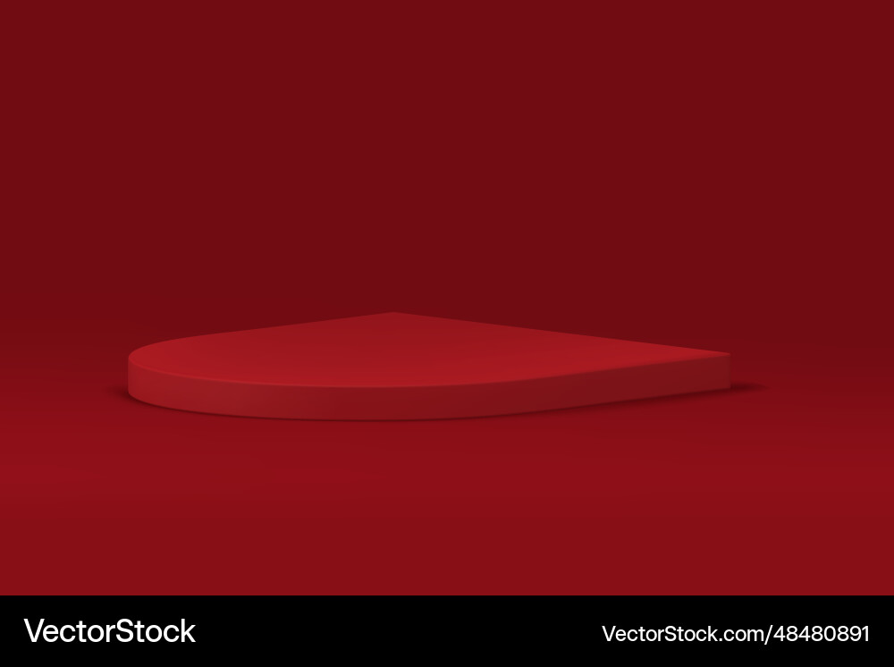 Red 3d podium semicircle pedestal curved stand Vector Image