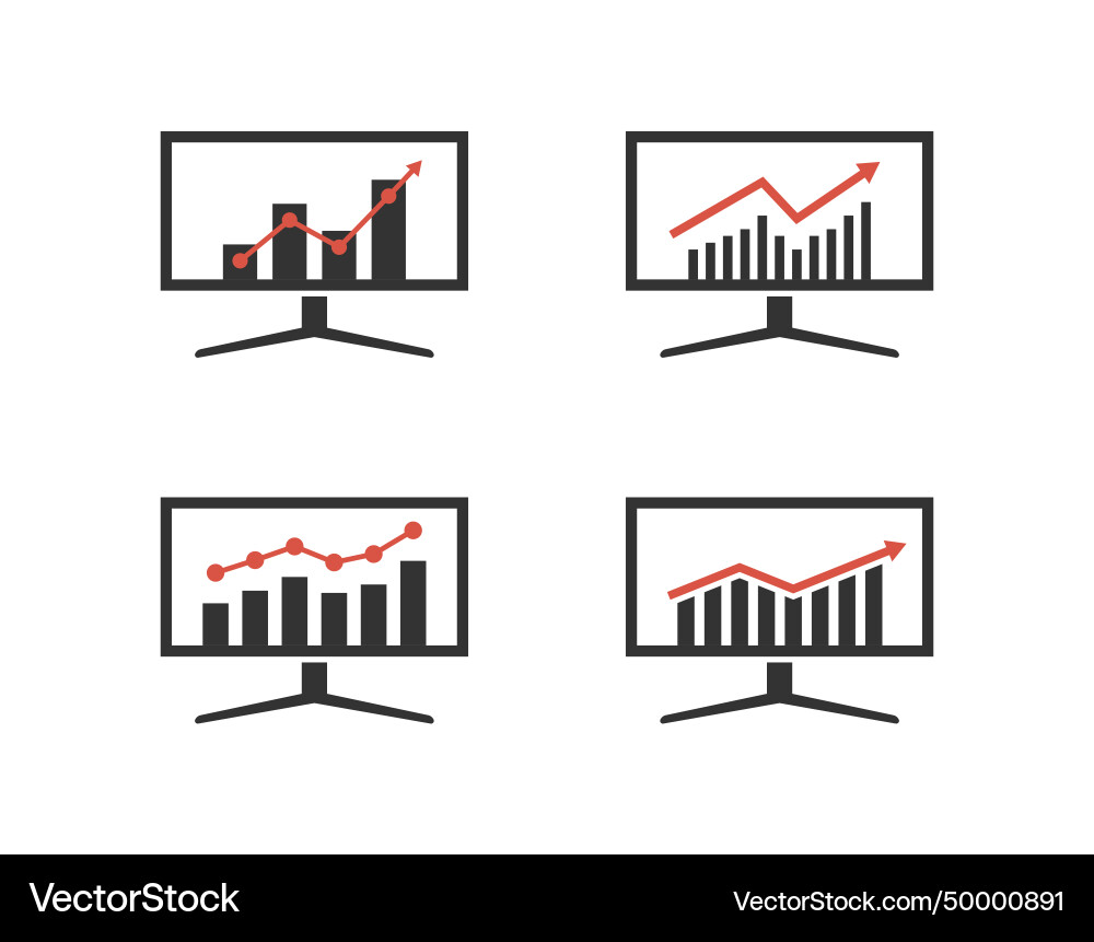Statistic monitoring icon set financial analytic Vector Image