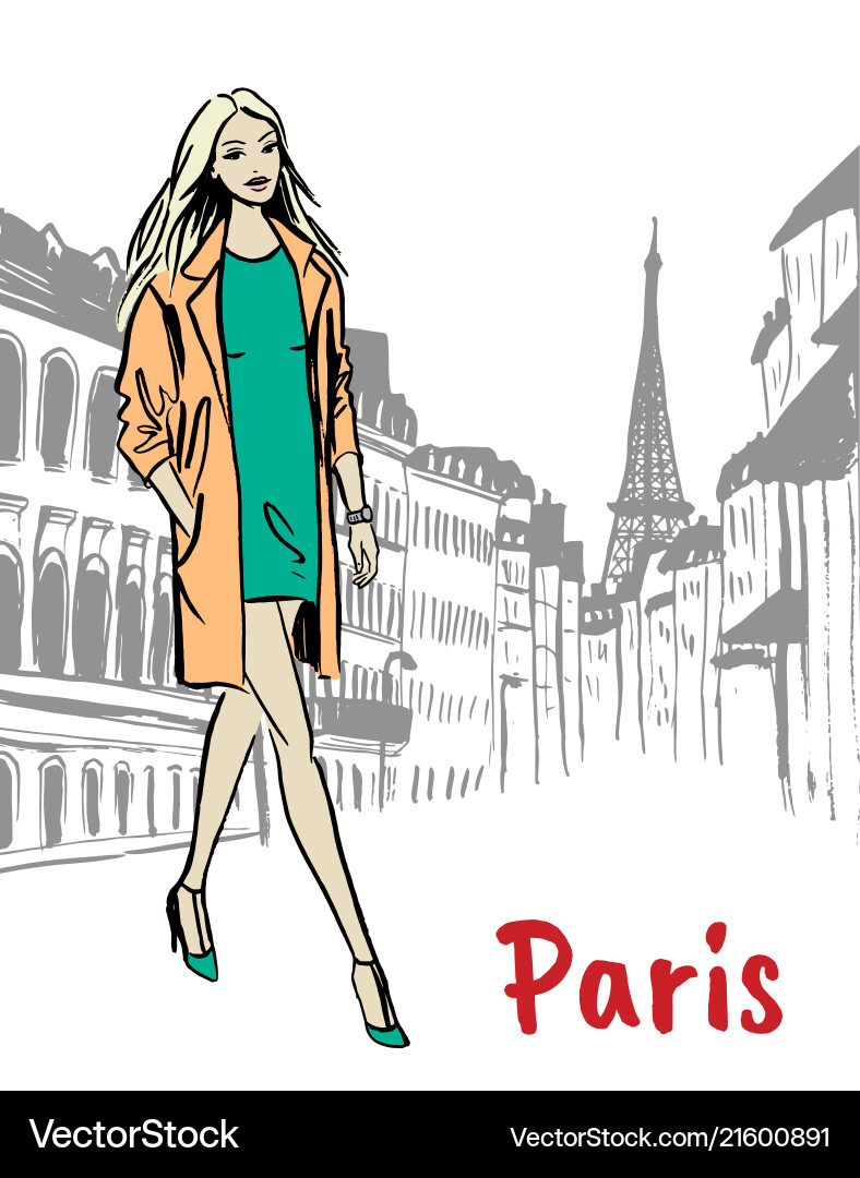 Street of paris Royalty Free Vector Image - VectorStock